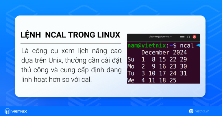 Cách sử dụng lệnh ncal trong Linux để hiển thị lịch