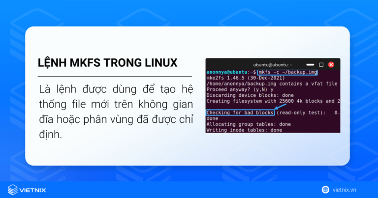 Làm việc với lệnh mkfs trong Linux quản lý hệ thống file