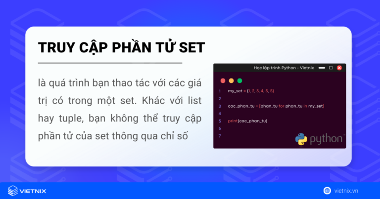 3 cách truy cập phần tử set trong Python