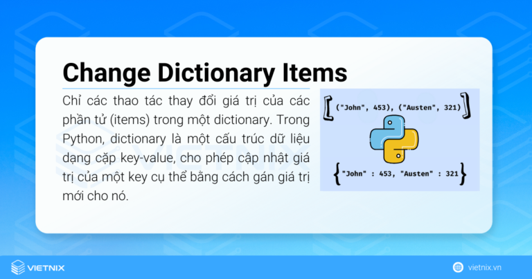 Cách thay đổi giá trị items trong dictionary Python chi tiết
