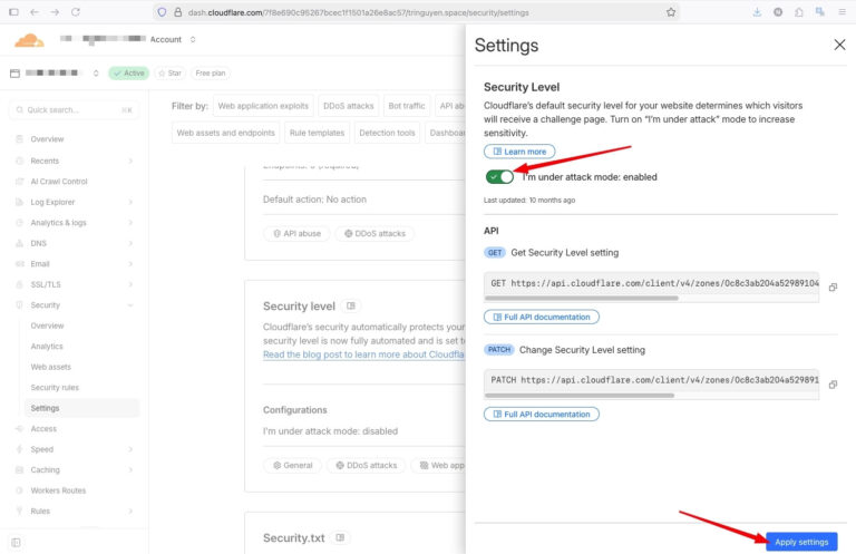 Hướng dẫn bật Under Attack Mode trên Cloudflare chi tiết